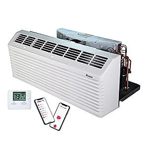 AMANA PTAC 12,000 BTU Air Conditioner Heat Pump PTH123K35AXXX with 3.5 kW Heater 20 Amp plug, White
