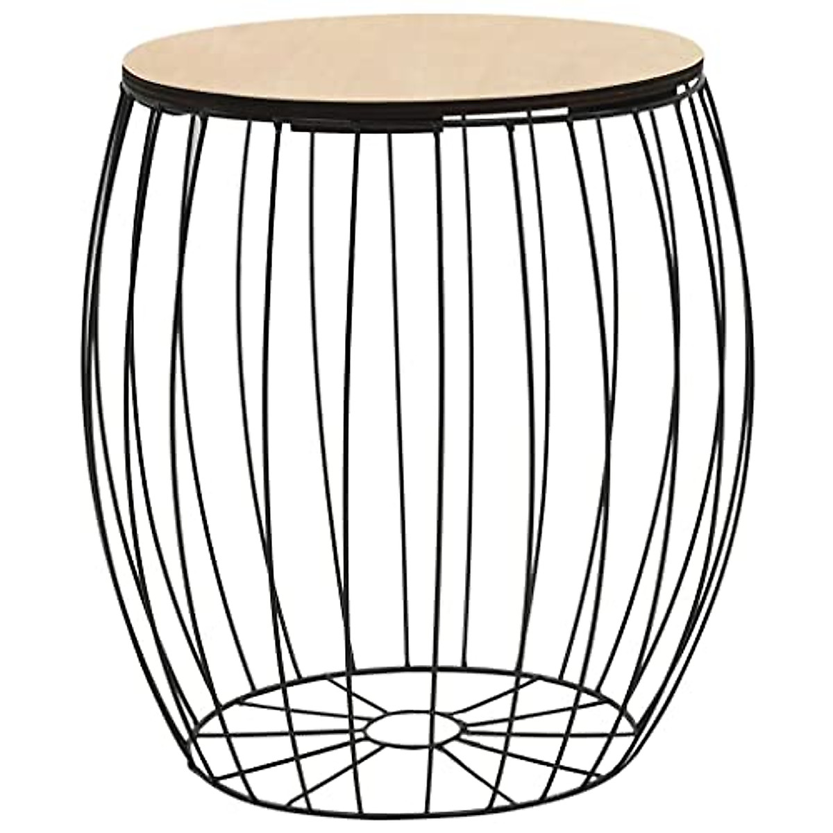 SLGSDMJ Vintage Coffee Table Set 3 Pieces Round Tabletop Furniture Side End Table with Metal Legs for Living Room, Bedroom, Office Poplar Plywood Iron