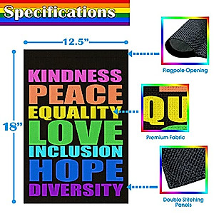 OUXIOAZ Pride Flag Kindness Peace Equality Love Inclusion Hope Diversity Garden Flag Vertical Double Sided 12.5"X18" Burlap Spring Summer Yard Sign Peace Flag Be Kind Flag Patio Outdoor Decoration