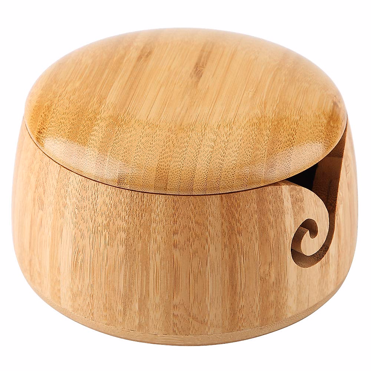 ZJchao Yarn Bowl Natural Handmade Crafted Wooden Yarn Bowl with Removable Lid for Knitting and Crocheting, for Mom and Grandmother