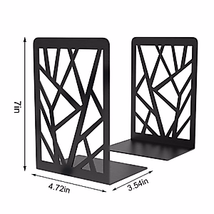 Book Ends, Bookends for Shelves, Home Decorative Bookends for Heavy Books, Non-Skid Book Holders for Shelves, Metal Book End Bookend for Home Office Decor, 7 x 4.7 x 3.5” (2 Pairs/ 4 Pcs, Large)