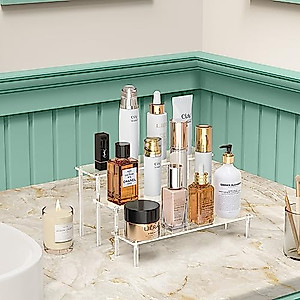 Aredpoook Acrylic Display Risers, 3 Tier Perfume Organizer Stand, Clear Cupcake Stand Holder, Large Shelf Risers for Figures, Dessert Shelves for Party, Riser Stand for Decoration and Organizer