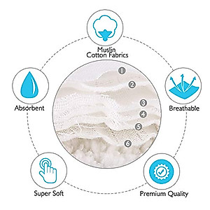 Accmor Baby Burp Cloths, 4 Pack Muslin Burp Cloths, Baby Burp Rags, 6 Layers Extra Absorbent and Soft Large 100% Cotton Burp Cloths