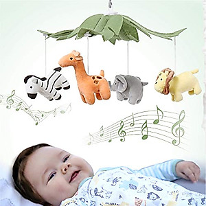 The Peanutshell Safari Animals Musical Crib Mobile for Baby Boys & Girls | Digital Music Box with 12 lullabies…