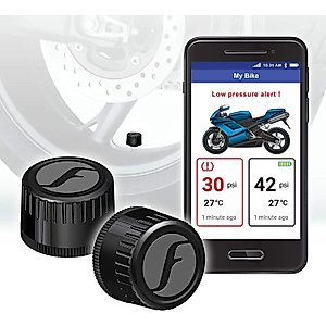 FOBO Bike 2 tire pressure monitoring system (Black) – external monitor, bike tire, temperature sensor, wireless, for smart bike, motorcycle, ebike & bicycle