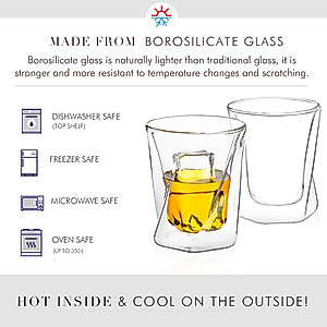 JoyJolt Lacey Whiskey Double Wall Glasses, Set of 2 Insulated Whiskey Glass, 10-Ounces.