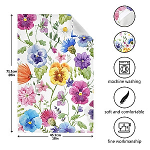 Summer Pansy Flowers Dish Towels for Kitchen Soft Tea Towel Set of 4 Absorbent Dishcloths Hand Towels for Drying Dish Cloths 28" x 18"