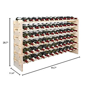 ZenStyle 6 Tier Premium Wood Wine Rack Storage Stand 72 Bottles Capacity Stackable Storage Display Shelf Floor Freestanding Wine Cabinet, Wobble-Free