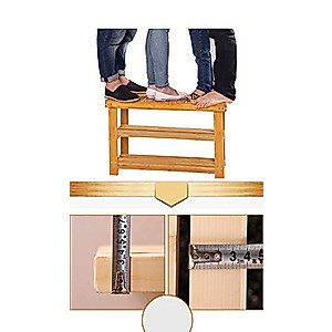 Tenozek 3-Tier Bamboo Shoe Rack Bench Entryway Bench and Shoes Organizer Shoe Storage for Hallway Bathroom Living Room Garden(3-Tiers 90CM, Wood Color)