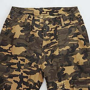 ThusFar Camo Cargo Pants for Women High Waisted Camoflage Slim Fit Ripped Trousers Sweatpants with Pockets