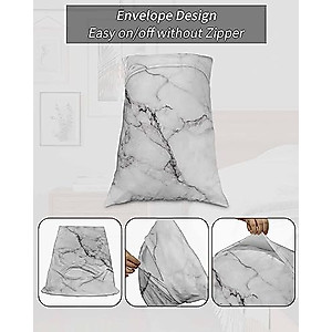 Edwiinsa Grey Marble Pillow Covers King Standard Set of 2 Bed Pillow, Modern White Abstract Art Aesthetics Plush Soft Comfort for Hair/Skin Cooling Pillowcases with Envelop Closure 20''x36''