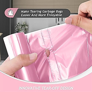 1.2 Gallon 80 Counts Strong Trash Bags Garbage Bags, Bathroom Trash Can Bin Liners, Small Plastic Bags for home office kitchen, fit 5-6 Liter, 0.8-1.6 and 1-1.5 Gal (Pink)