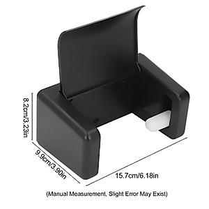 Toilet Roll Paper Holder, 120 Degree Plastic Black Wall Mounted Self Adhesive No Punching Container, Toilet Tissue Holder for Bathroom, Kitchen, Living Room(15.7X9.9X8.2Cm)