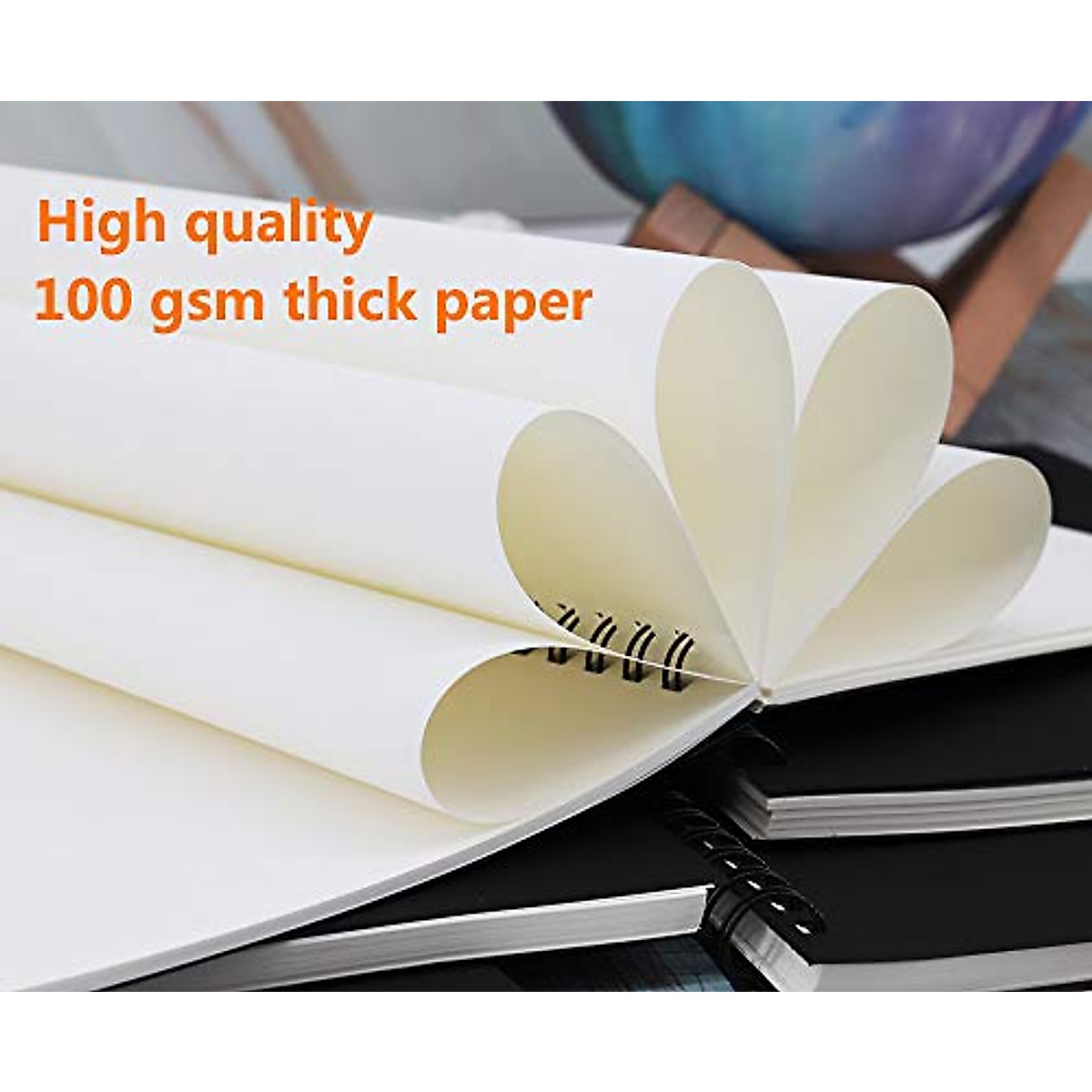 Wotion A5 Black Spiral Notebook Blank Sketchbook Unruled Journal Pack,Thick Blank Paper 50 Sheet 100 Unlined Pages 5.59“ x 8.27” 5 Pack…