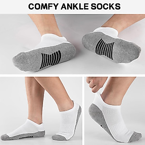 eallco Mens Ankle Socks Low Cut Athletic Cushioned Running Tab Socks 6 Pack