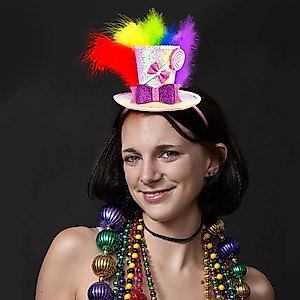 Bnikion Sweet Mini Top Hat Headband with Multicolor Feathers