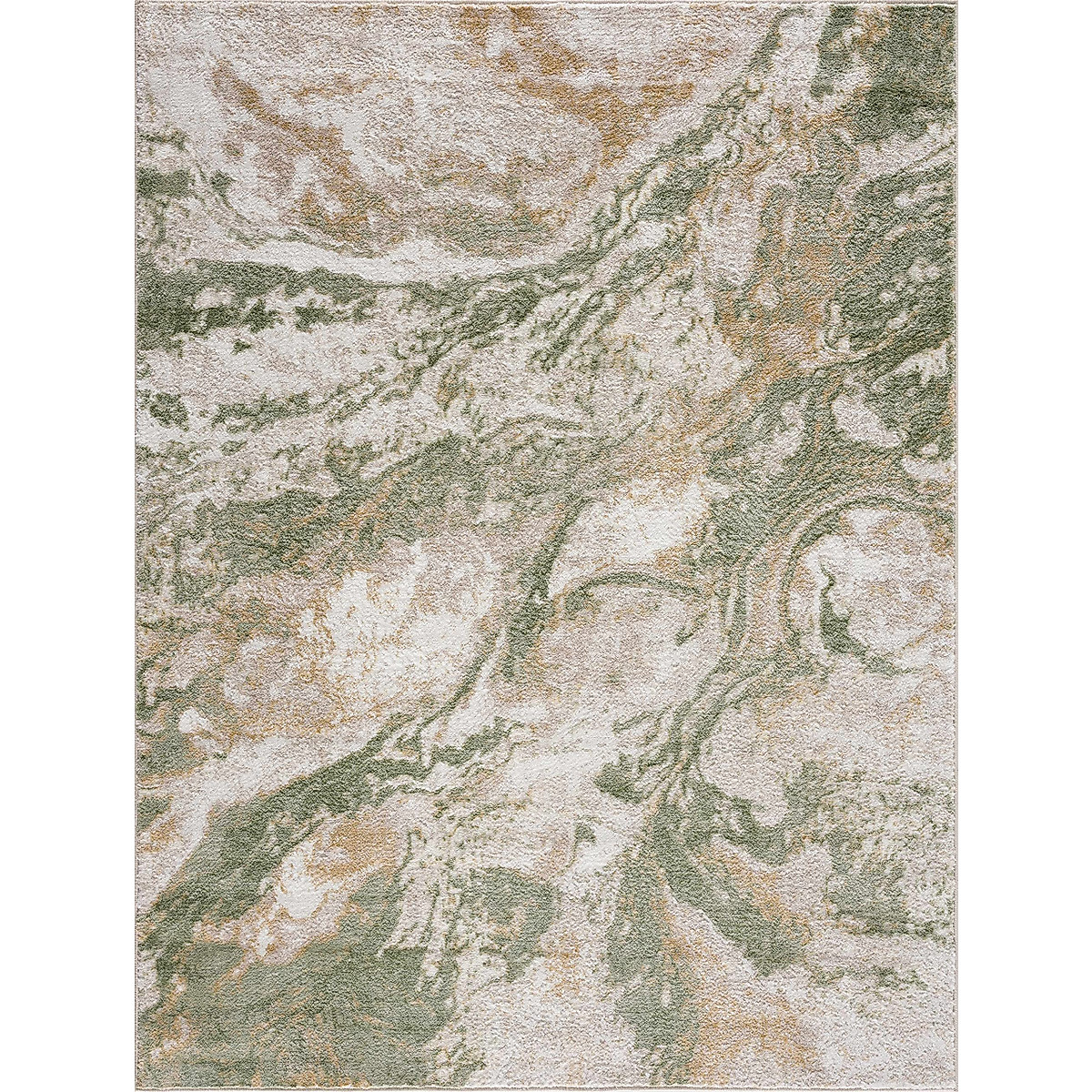 BoutiqueRugs Liverpool Modern Abstract Large Area Rug - Contemporary Marble Print Rug for Living Room - Cream, Green - 7'10" x 10' (8x10 Area Rug)