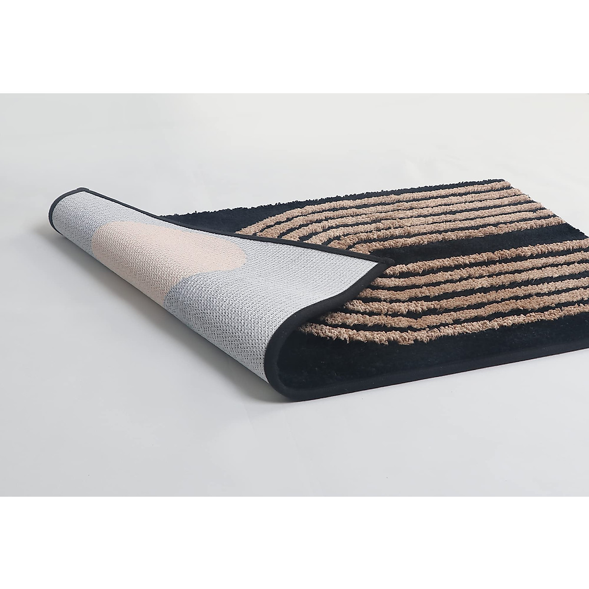 LABEND HOME Black Boho Rug Abstract Rugs - Geometric Bath Mat - Mid Century Modern Bathroom Mats - Bohemian Decor - Unique Cute Dorm Room Decor for College Girls Arches Art