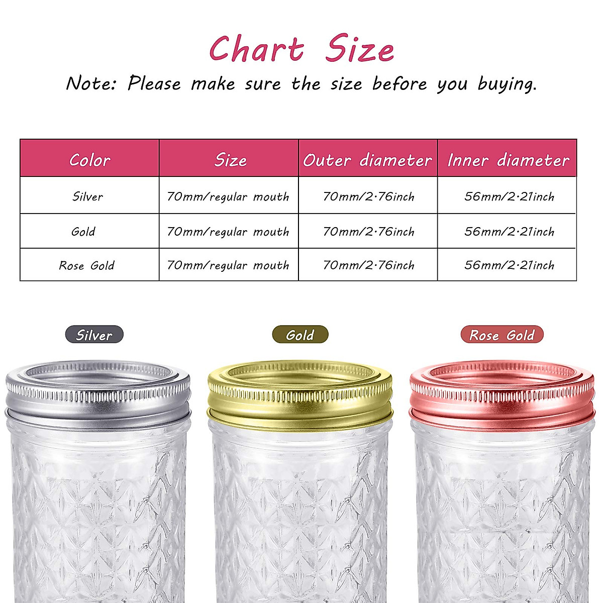 24 Pieces Regular Mouth Canning Jar Replacement Metal Rings Practical Screw Jar Bands Leak Proof Tinplate Metal Bands Rings, Compatible with Mason Jar (Gold)