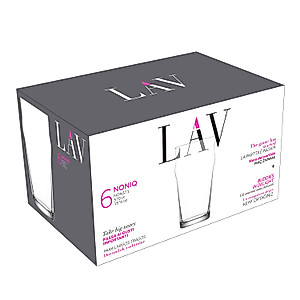 lav Beer Glasses Set of 6x19 oz - Traditional British Pub Pint Glasses - Large Craft Clear Beer Glasses - Easy Stacking & Lead-Free & Gift Option