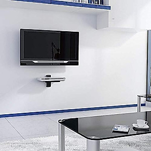 WALI Floating Wall Mounted Shelf with Transparent Strengthened Tempered Glass for DVD Players, Cable Boxes, Games Consoles, TV Accessories (CS201), 1 Shelf, Black