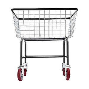 Laundry Cart,Steel Wire Laundry Cart,Laundry Basket With Wheels,Commercial Wire Laundry Basket Cart,Heavy Duty Laundry Cart for Laundry 20x15.7x26in (B)