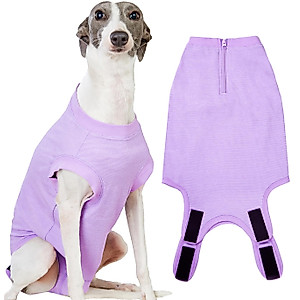 Wabdhaly Dog Surgery Recovery Suit for Medium Female Spay,Anti Licking Dog Surgical Recovery Onesie,Fashion Striped Purple M