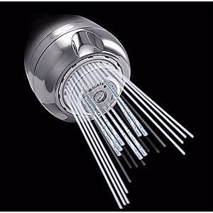 PF WaterWorks SmartFLOW Water Sense Listed Water Saving Efficient Three Spray Pattern Massaging Showerhead - 1.5 GPM; PF0555