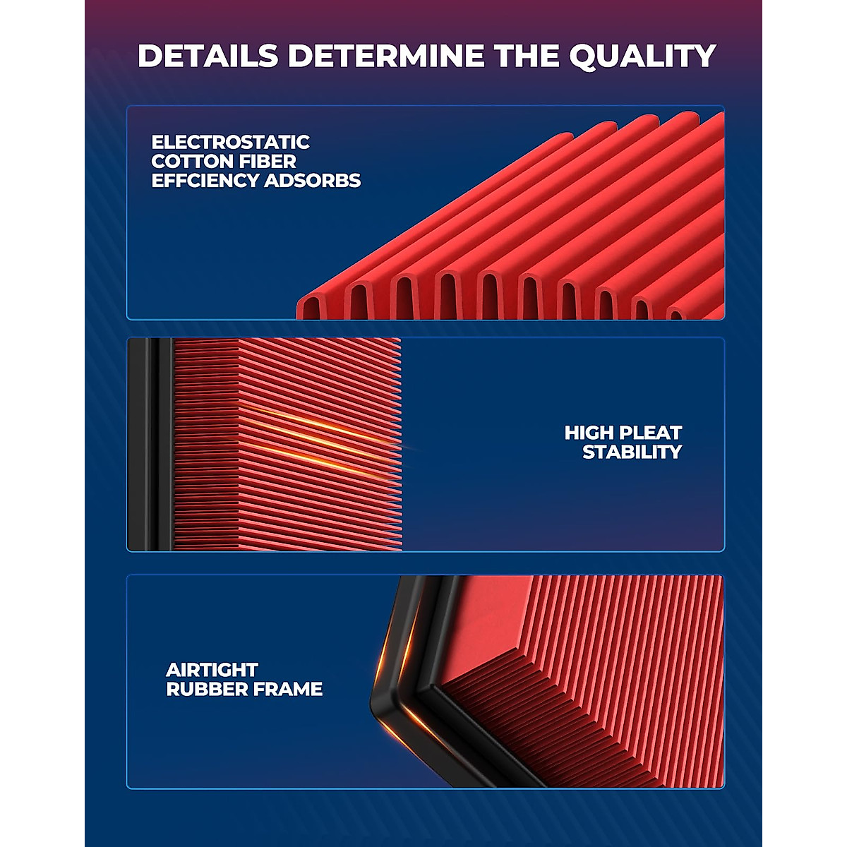 KAX Premium Engine Air Filter, GAF001 (CA10755) Replacement for Camry, Highlander, Sienna, Avalon, ES350, NX200T, NX300, RX350, RX350L, Durango, Grand Cherokee, 200% Longer Life