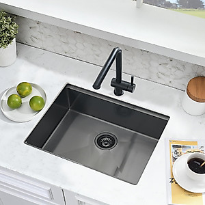 23 Inch Black Undermount Bar Sink Workstation-SOMRXO 23×18 Black Bar Sink Undermount Workstation Kitchen Sink 16 Gauge Gunmetal Black Stainless Steel Kitchen Sink Single Bowl Small Kitchen Bar Sink