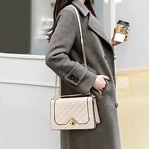 HINFKA Women'S Small Crossbody Bag Pu Leather Shoulder, Handbag Clutch Fashion Versatile Evening Bag (White)