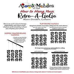 Atomic Mobiles MCM Retro-A-GoGo Room Divider DIY Kit - Mid Century Modern Contemporary Home Decor Room Partition - Home and Office Decor - 5 Sizes! (L - 38" w x 78" h)