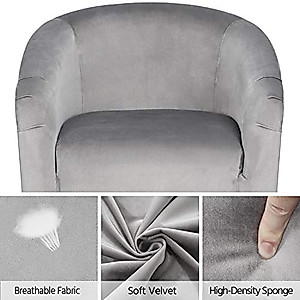 Yaheetech Living Room Chair, Velvet Accent Chair Upholstered Barrel Chair Sitting Chair with Armrest and Low Back for Living Room Bedroom, Grey