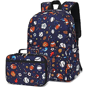 CAMTOP Soccer Backpack for Kids, Boys Girls Preschool Backpack with Lunch Box Toddler Kindergarten Football School Bookbag Set for Age 3-9