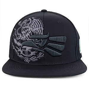 Trendy Apparel Shop Hecho En Mexico Eagle 3D Embroidered Flat Bill Snapback Cap - Black Black