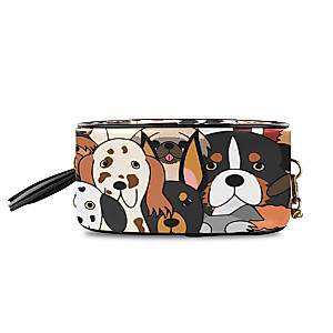 ALAZA PU Leather Small Crossbody Bag Purse Wallet Cute Doodle Dog Print Animal Cell Phone Bags with Adjustable Chain Strap & Multi Pocket