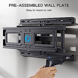 TV Wall Mount Full Motion Articulating Swivel Extension for Most 26-65 Inch Flat Curved TVs with Max VESA 400x400mm up to 88lbs, Wall Mount TV Bracket fits 12,16 inch Wood Stud by Pipishell