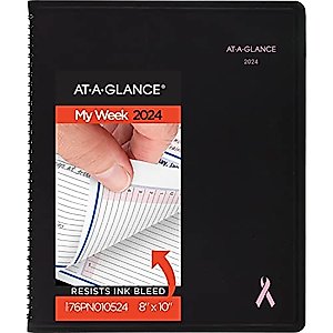 AT-A-GLANCE 2024 Weekly & Monthly Appointment Book Planner, 8" x 10", Large, QuickNotes, City of Hope, Black (76PN010524)