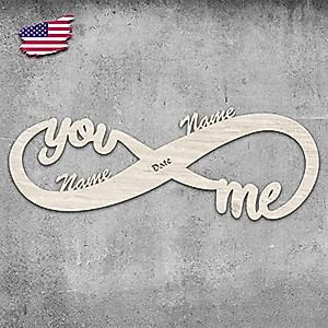 Love Couple Gifts for him or her I Personalized Infinity - You and Me Wood Art Led Night Light I Romantic Home Decor for Anniversary or as Wedding Decoration