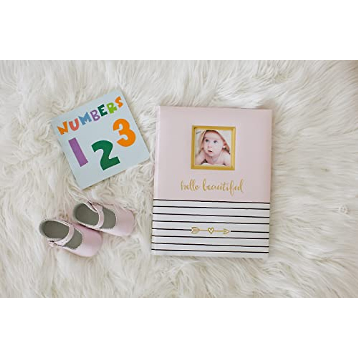Pearhead Hello Baby First 5 Years Memory Book, Baby Girl Keepsake for New and Expectant Parents, Pregnancy And Milestone Journal, Pink