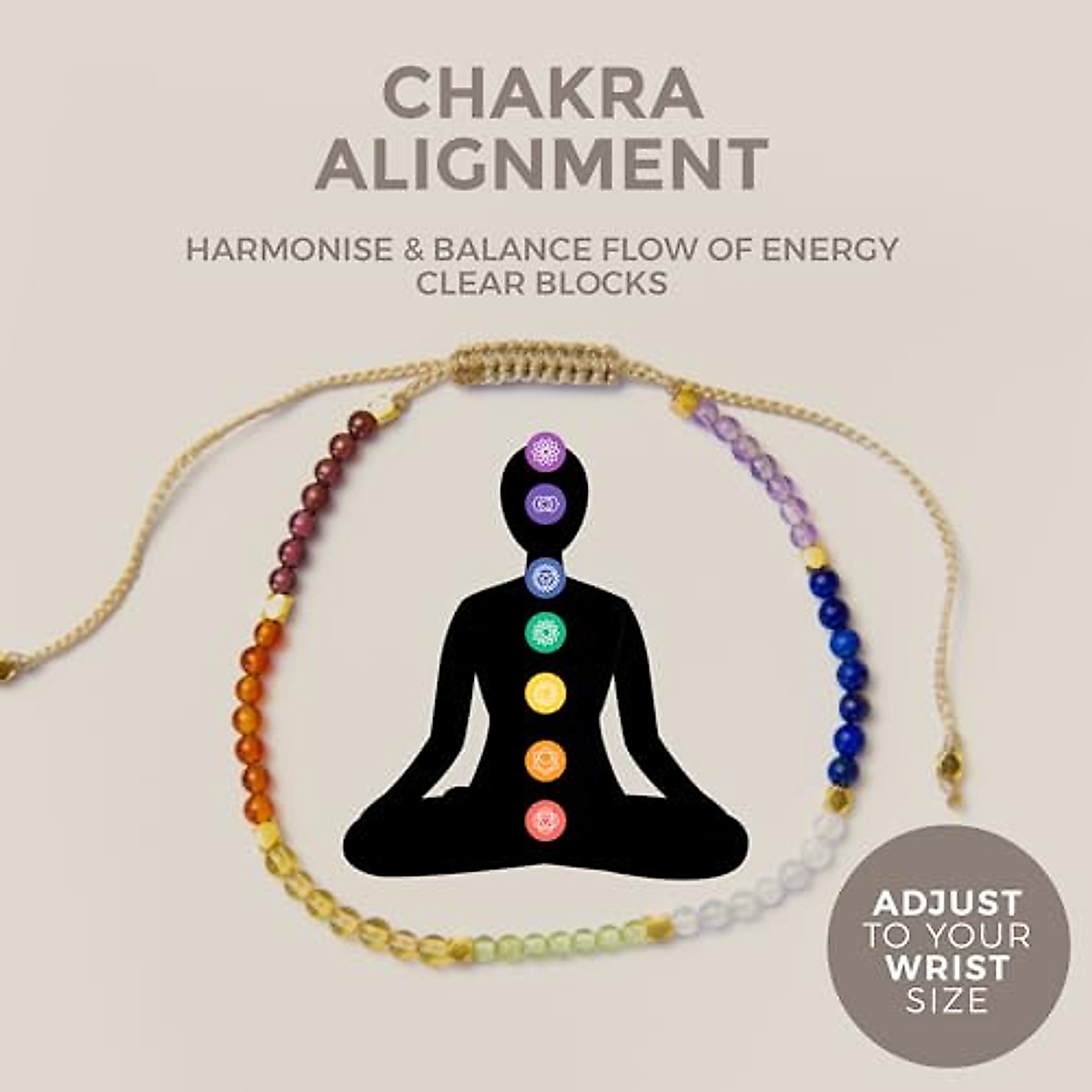 BALIPURA - 7 Chakra Crystal Bracelet For Women - Charm Beaded Bracelet, Garnet & Amethyst Crystal Stone, Bracelets for Teenage Girls - Healing Crystals Bracelet - Handmade Bracelet - 2mm SMALL Beads