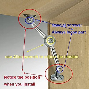 2 Packs [Upgraded] Qrity Cabinet Cupborad Furniture Door Lift Stay Support Hinge Damper - Support Up to 20KG - Opening Angle 75°/90°/110° - Come with Hex Key