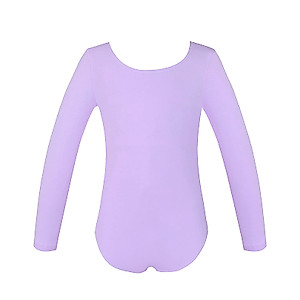 Phineein Girls Long Sleeve Team Basic Leotards For Kids (4-6years, Lavender)