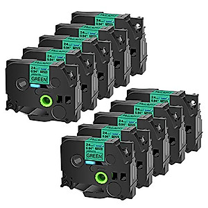 USUPERINK 10PK Compatible for Brother P-Touch Label Maker Tape TZe-751 TZ-751 TZe751 TZ751 Black on Green 24mm 0.94 inch 1'' x 26.2ft Laminated TZe TZ Label Tape for PT-7600 PT-9200DX PT-9200PC 9400