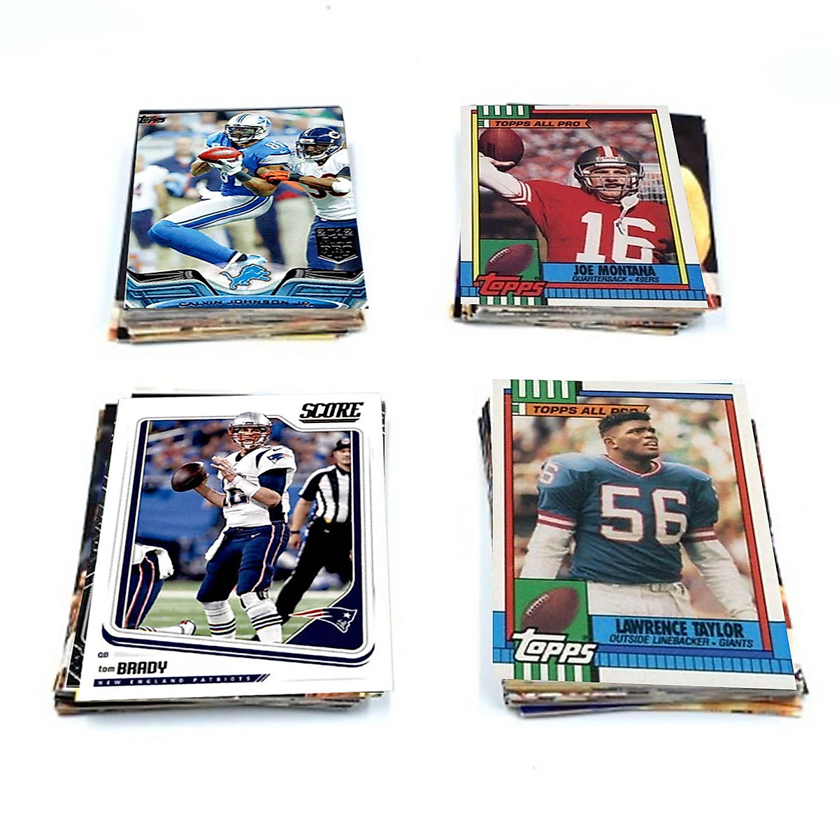 Assorted Set of 100 Football Trading Cards - All New Condition Cards - Perfect Starter Set For Kids, Adults, & Collectors - Potential Superstar and Hall of Fame Cards Available - Retail Packaging