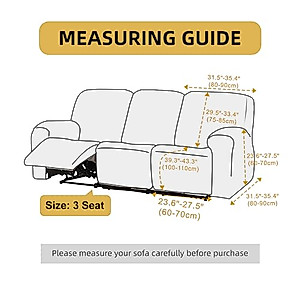 HDCAXKJ 100% Waterproof 8-Piece Recliner Couch Cover for Reclining Couch 3 Seat Super Stretch Soft Recliner Sofa Covers for 3 Cushion Couch Recliner Set Slipcovers Protector (Peacock Blue, 3 Seat)