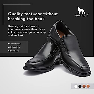 Drake & Wolf Mens Loafers Shoes - Mens Dress Shoes - Classic Manmade Microfiber Leather Loafers for Men Casual Dress Shoes - Comfortable Slip On Dress Shoes for Men - Formal Shoes Black