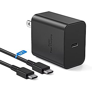 45W Super Fast Charging USB Type C Wall Charger Block for Samsung Galaxy S23 Ultra/S23/S23+/S22 Ultra/S22+/S22/Note 10/Note 20/S20/S21/S10, Galaxy Tab S7/S8 Ultra, Galaxy A, PPS Charger & 6ft C Cable