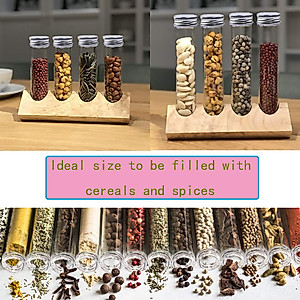 24 Pcs 50ml Flat-Bottomed Transparent Test Tube with Aluminum Screw Caps,Non-breakable Clear Plastic Organizer with Leak-proof Lids,Plastic Storage Tubes for Candy,Bath Salt,Granules and Liquids