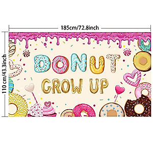 Donut Grow up Birthday Backdrop Sweet Donuts Photography Background Donut Party Decorations for Newborn Kids Girls Birthday Party Baby Shower Party Supplies
